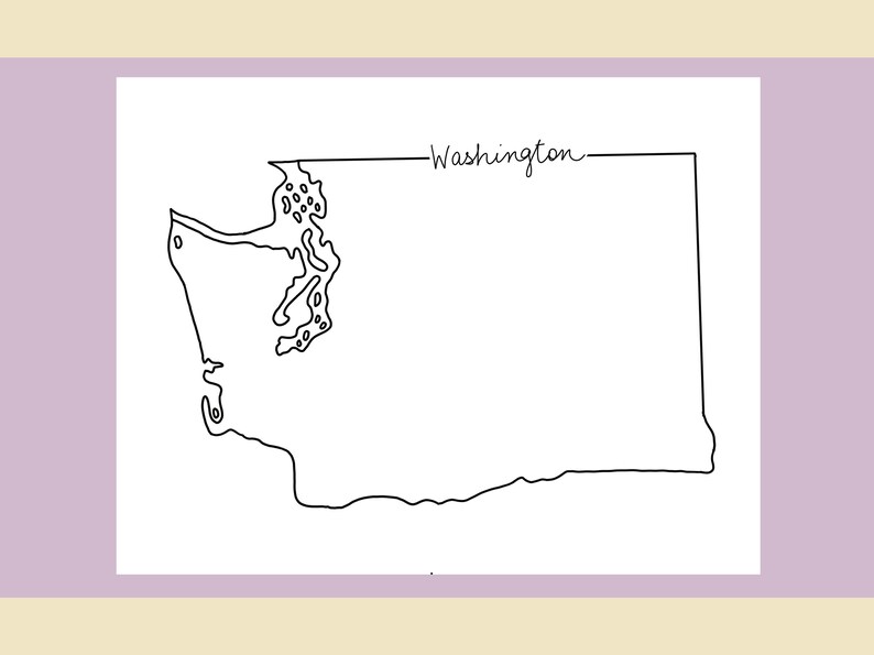 Washington Coloring Page Washington State Map Washington - Etsy
