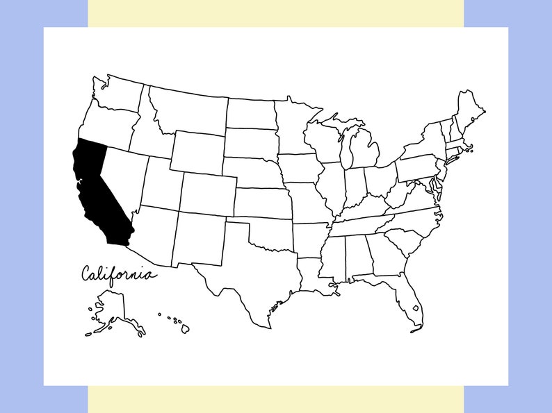 California Map Coloring Page: State Symbols, Cities (digital Download ...