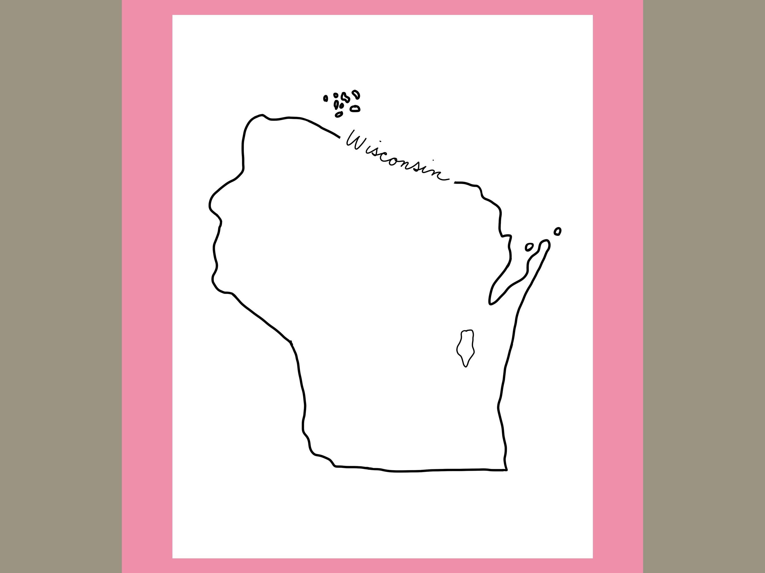 Wisconsin Coloring Page: State Map Activity, Symbols, and USA Geography ...