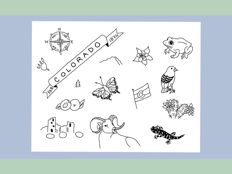 Colorado Coloring Page Printable, State Map Packet, Travel Poster Print ...