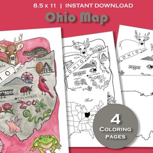 Great Lakes Coloring Page Printable, State Map Poster Print, Education ...