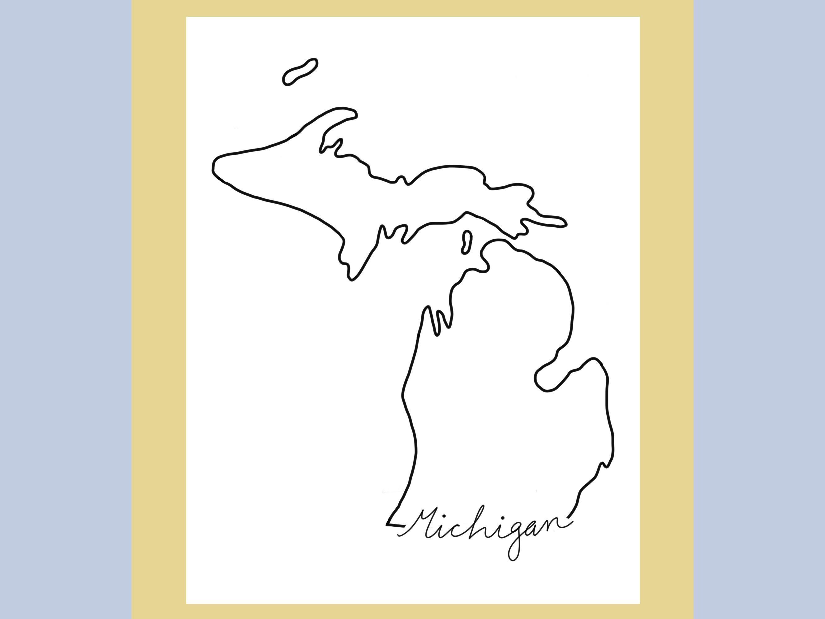 Michigan Coloring Page: State Map Activity, Symbols, and USA Geography ...