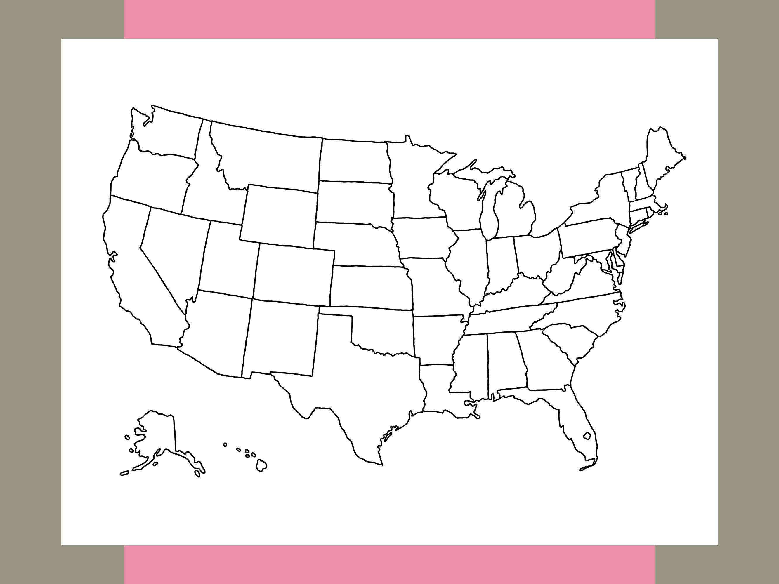 Great Lakes Coloring Page Printable, State Map Poster Print, Education ...