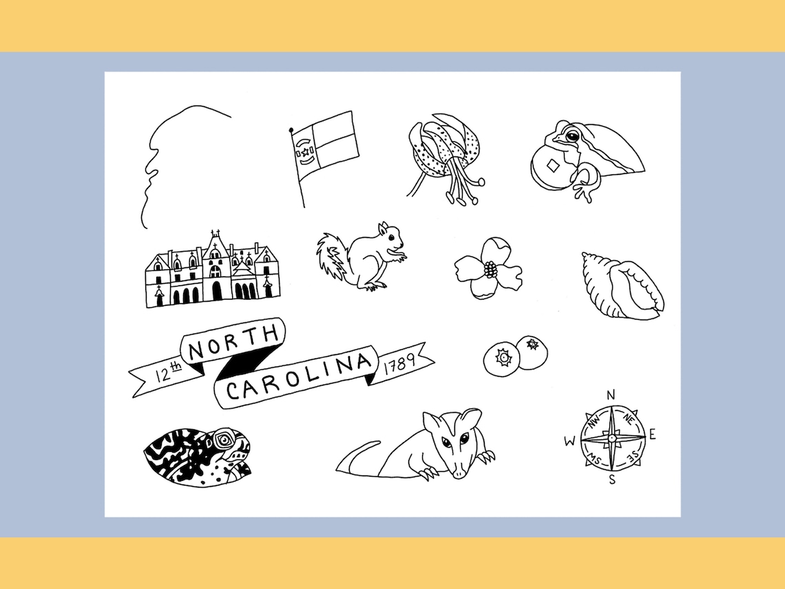 North Carolina Coloring Page Printable, State Map Worksheet, Travel ...