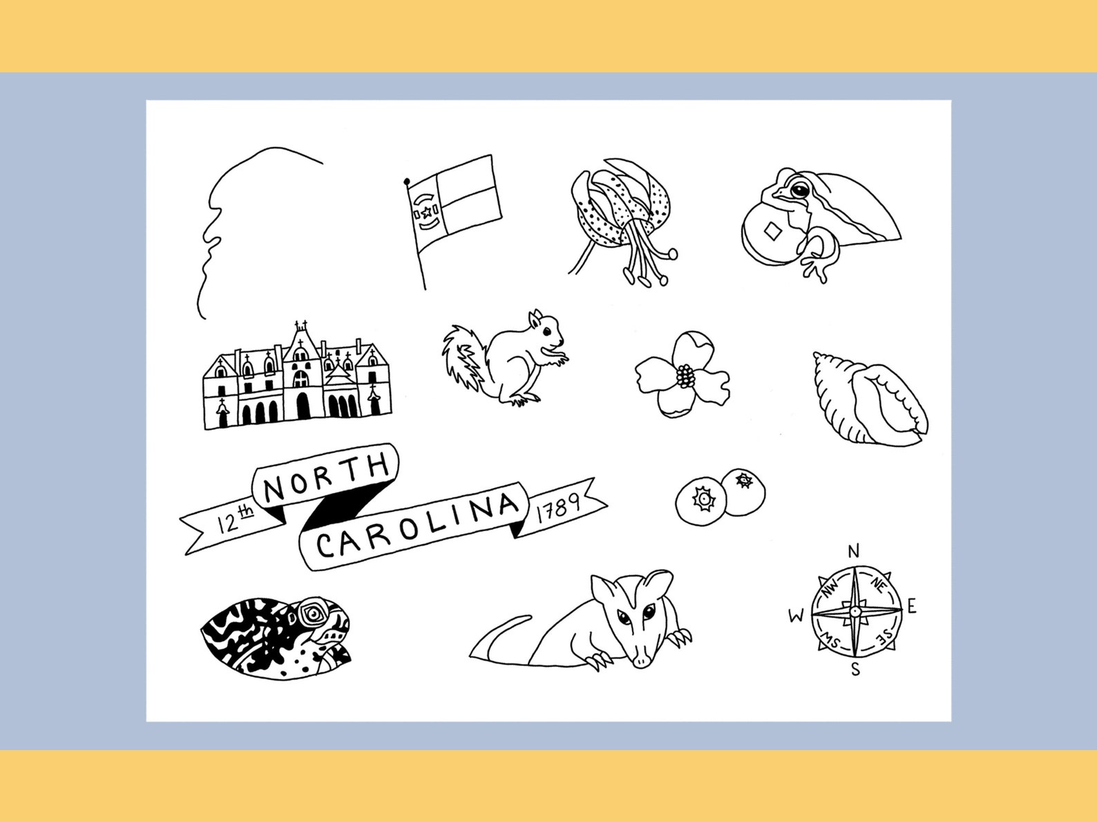 North Carolina Coloring Page Printable, State Map Worksheet, Travel ...