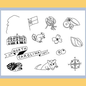 North Carolina Coloring Page Printable, State Map Worksheet, Travel ...