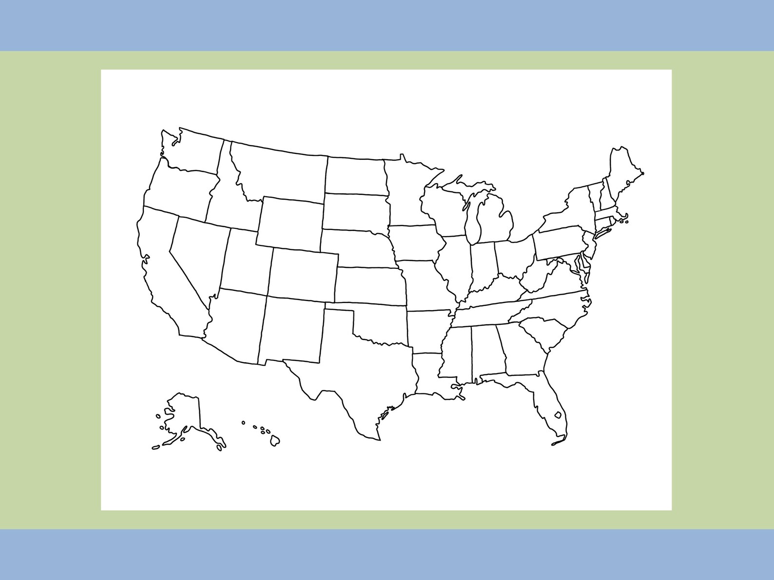 Alaska Coloring Page Printable, State Map Packet, Travel Poster Print ...