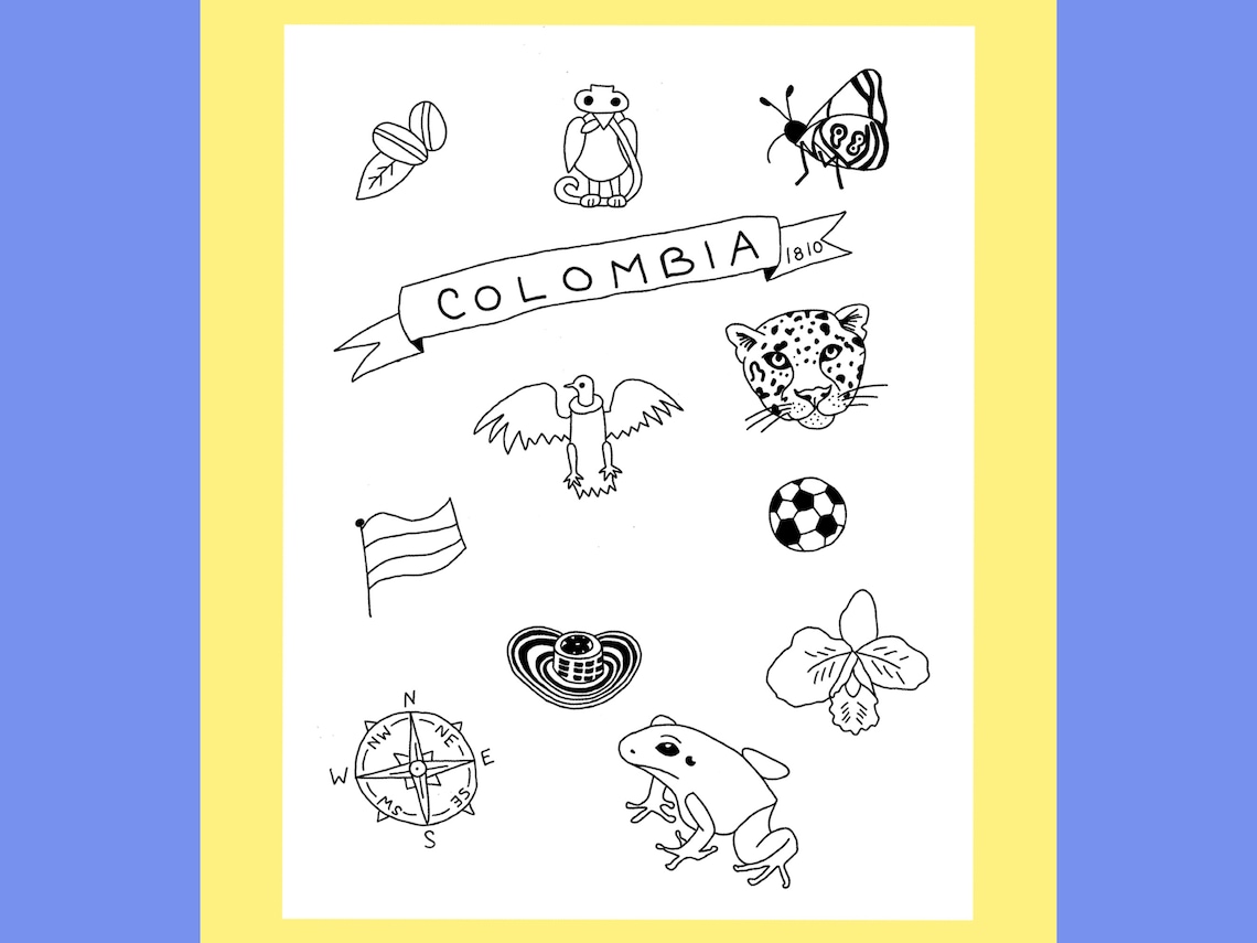 Colombia Coloring Page: Map Activity, Symbols, and South America ...