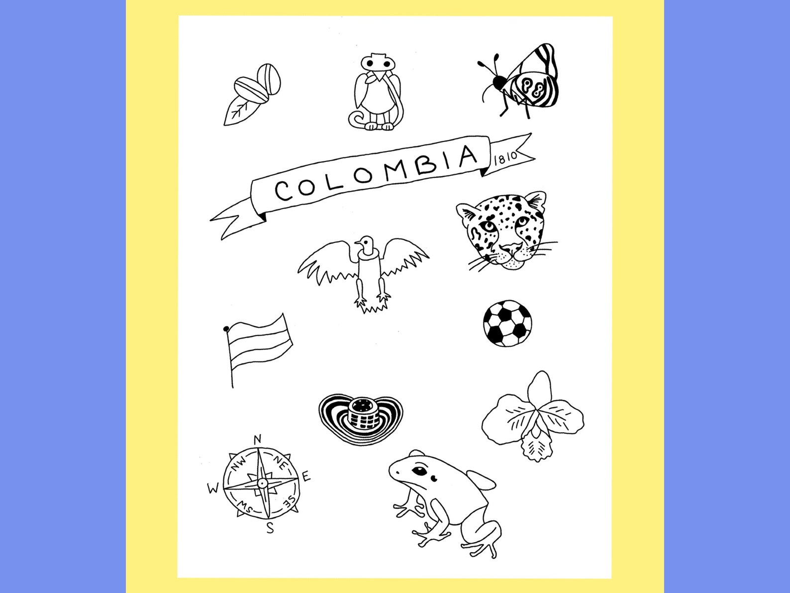 Colombia Coloring Page: Map Activity, Symbols, and South America ...