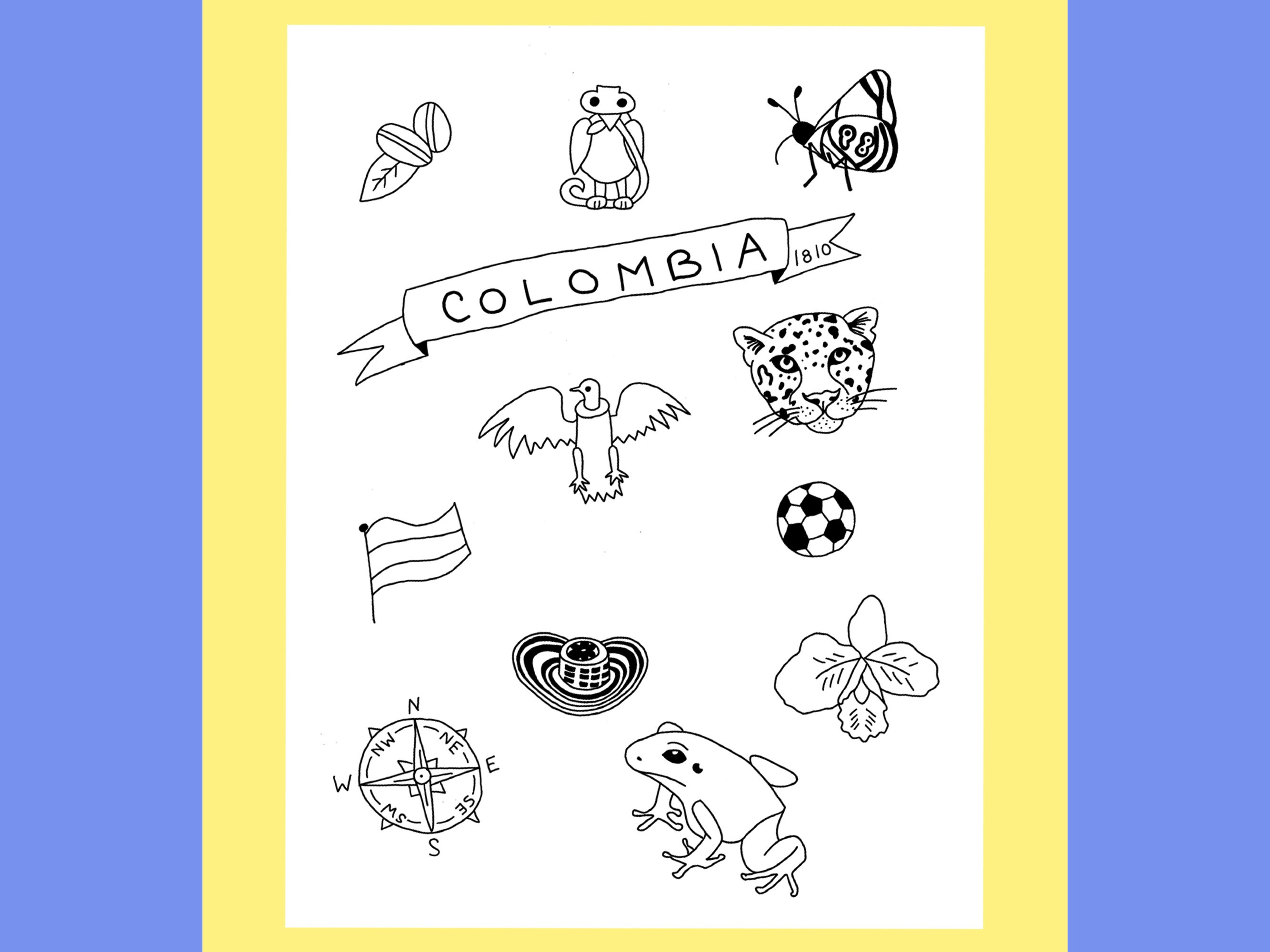 Colombia Coloring Page: Map Activity, Symbols, and South America ...