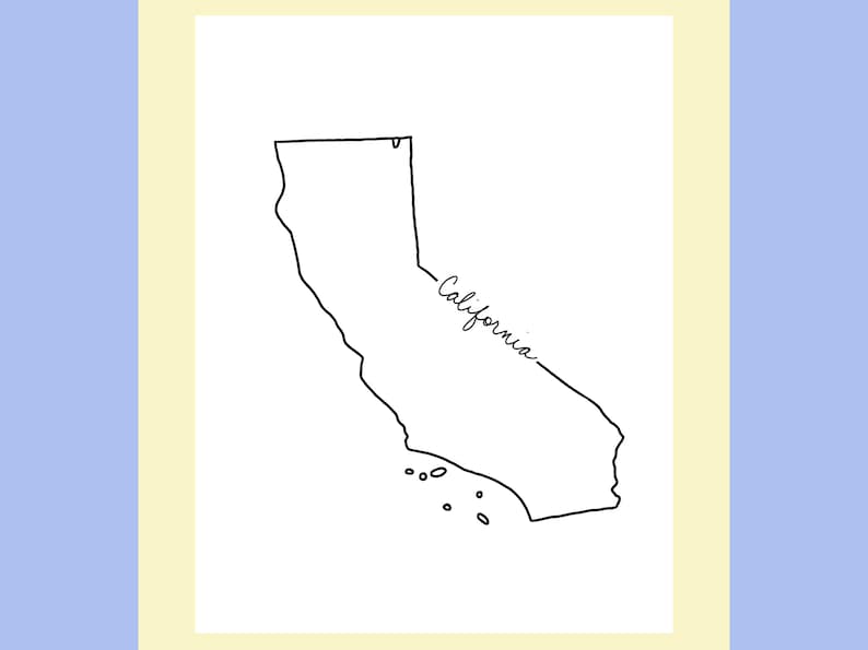 California Map Coloring Page: State Symbols, Cities (digital Download ...