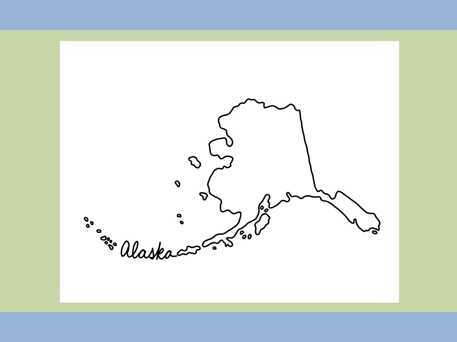 Alaska Coloring Page Printable, State Map Packet, Travel Poster Print ...