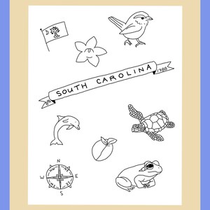 South Carolina Coloring Page: State Map Activity, Symbols, and USA ...