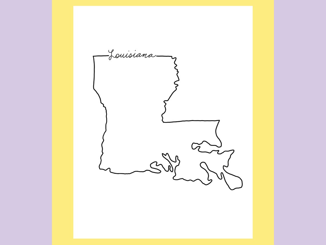 Louisiana Coloring Page Printable, State Map Packet, Travel Poster ...