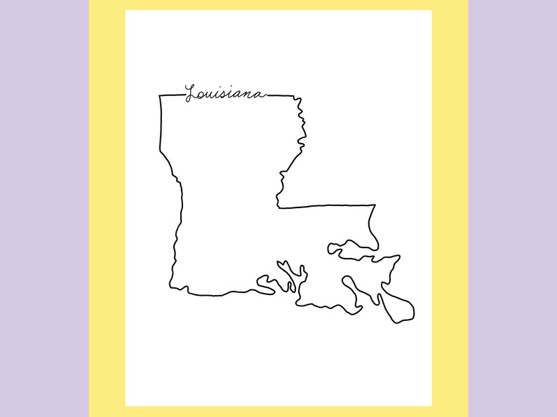 Louisiana Coloring Page Printable, State Map Worksheet, Travel Poster ...
