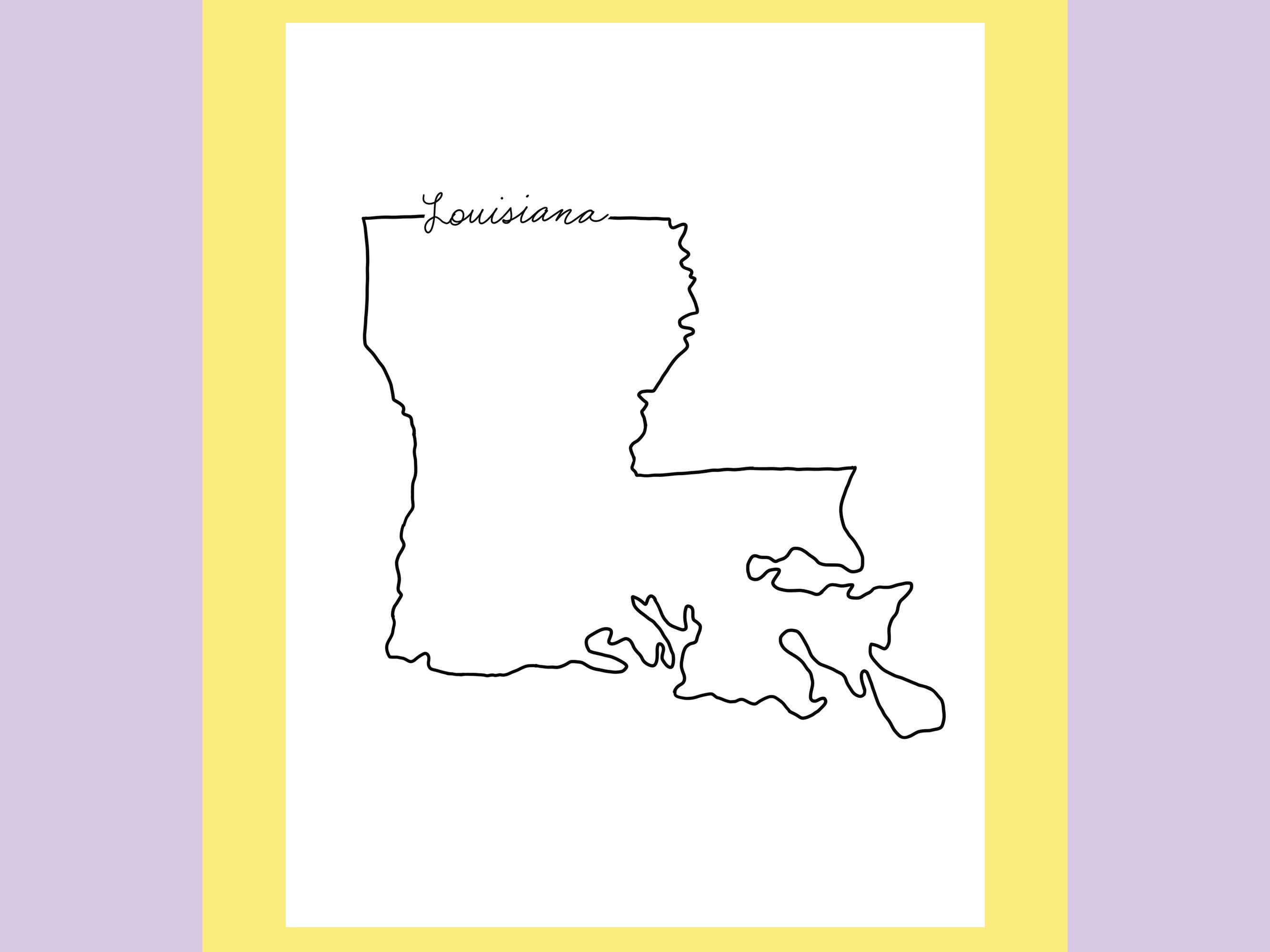 Louisiana Coloring Page: State Map Activity, Symbols, and USA Geography ...