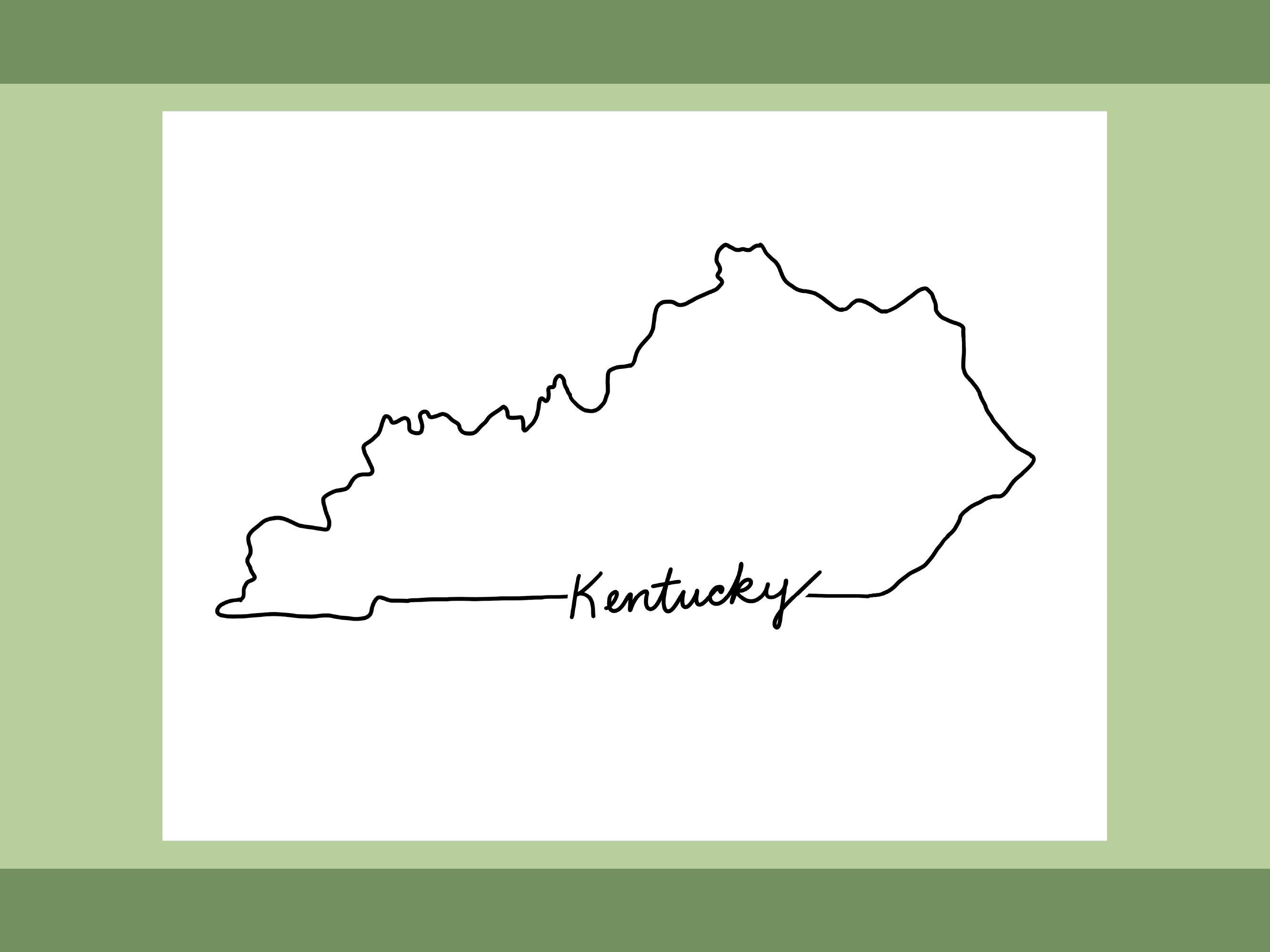 Kentucky Coloring Page Printable, State Map Worksheet, Travel Poster ...
