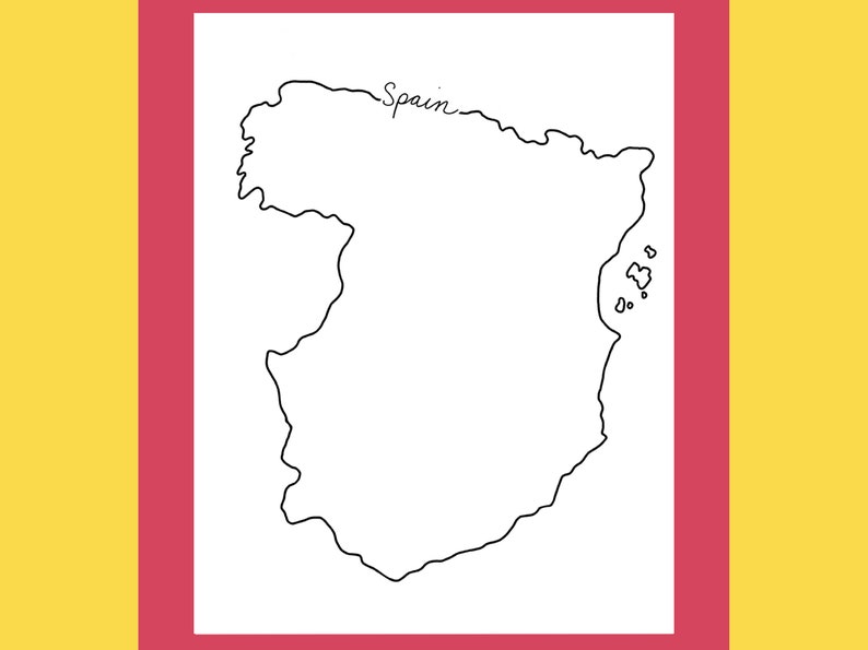 Spain Coloring Page: Map Activity, Symbols, and Europe Geography ...
