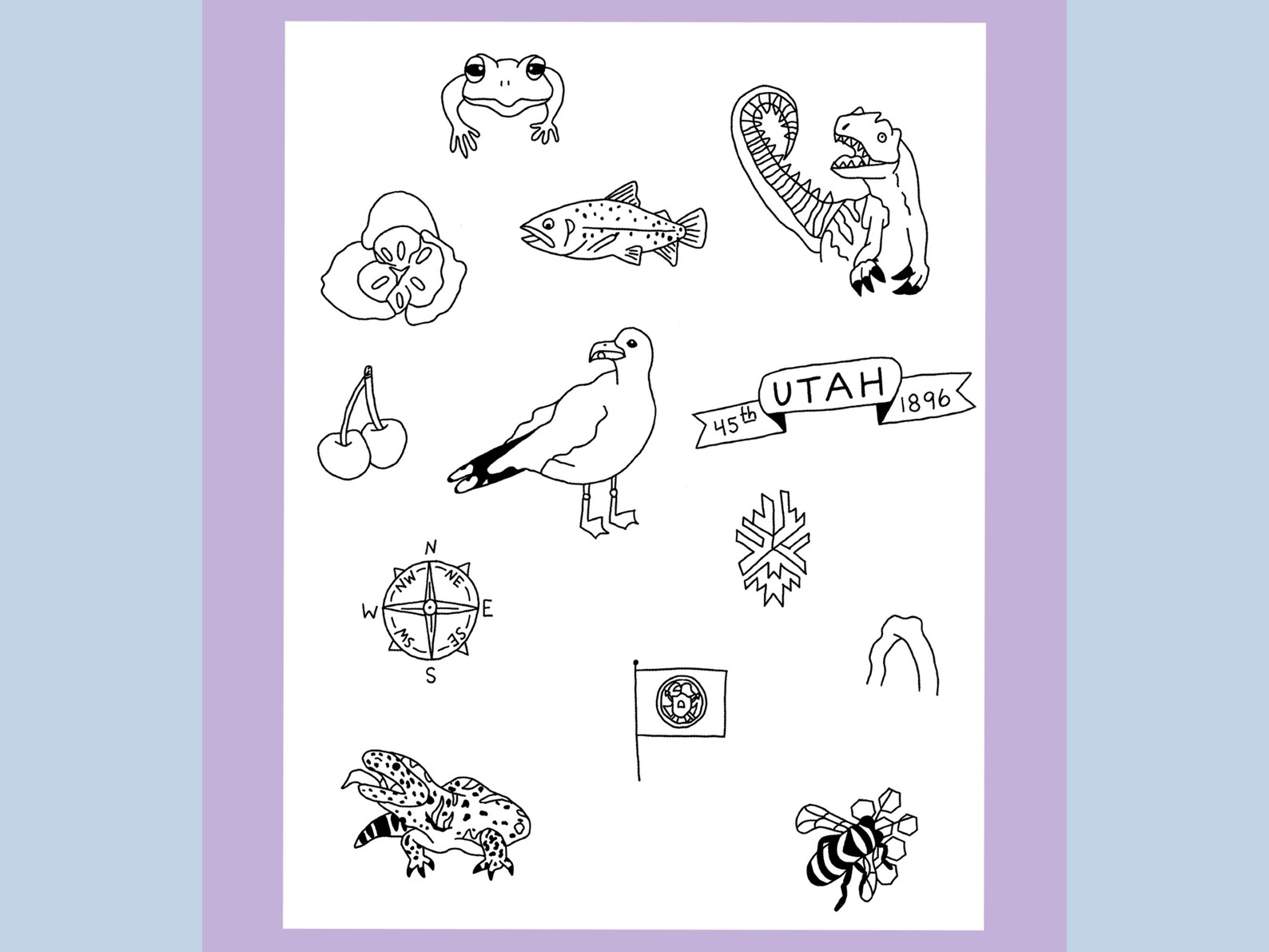 Utah Coloring Page Printable, State Map Packet, Travel Poster Print ...