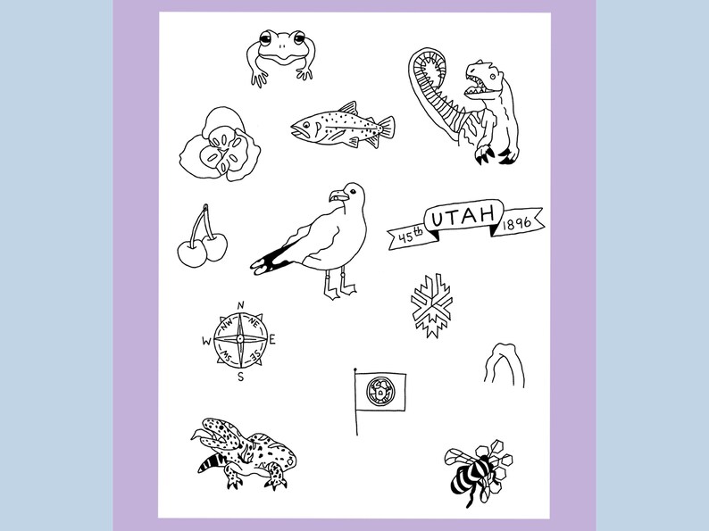 Utah Coloring Page: State Map Activity, Symbols, and USA Geography ...
