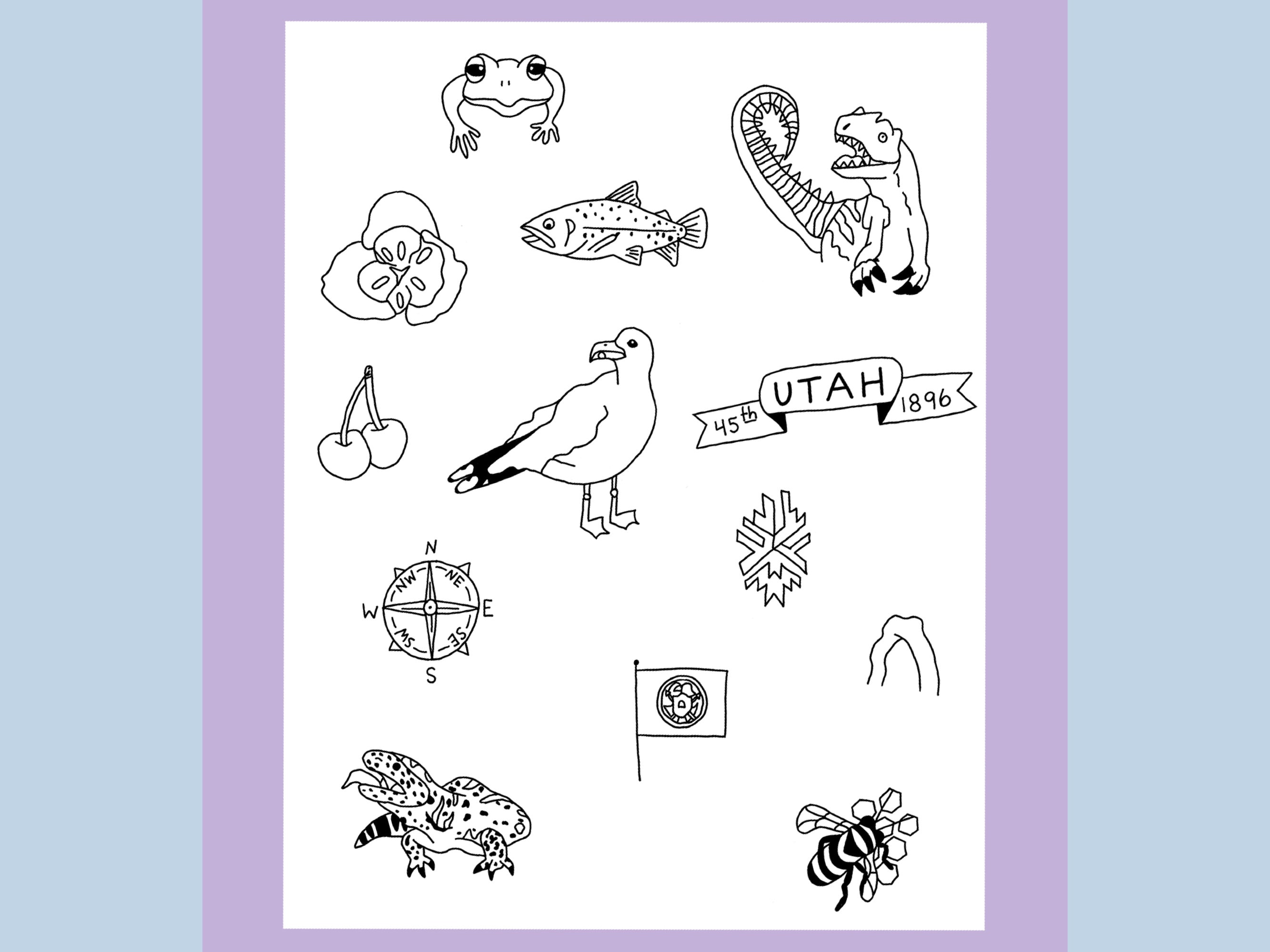 Utah Coloring Page Printable, State Map Packet, Travel Poster Print ...