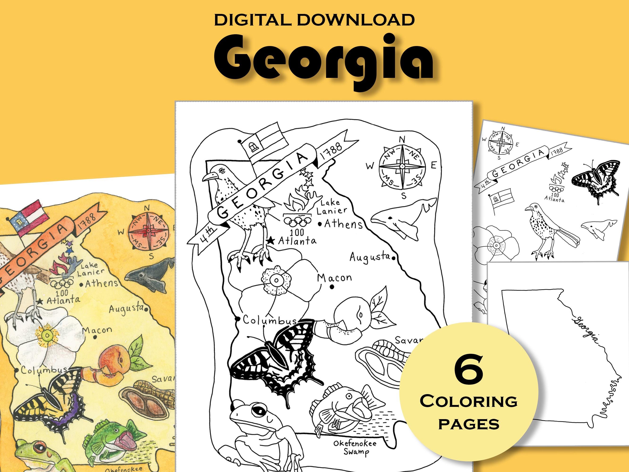 Georgia Symbols Coloring Pages [2025]