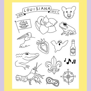 Louisiana Coloring Page: State Map Activity, Symbols, and USA Geography ...