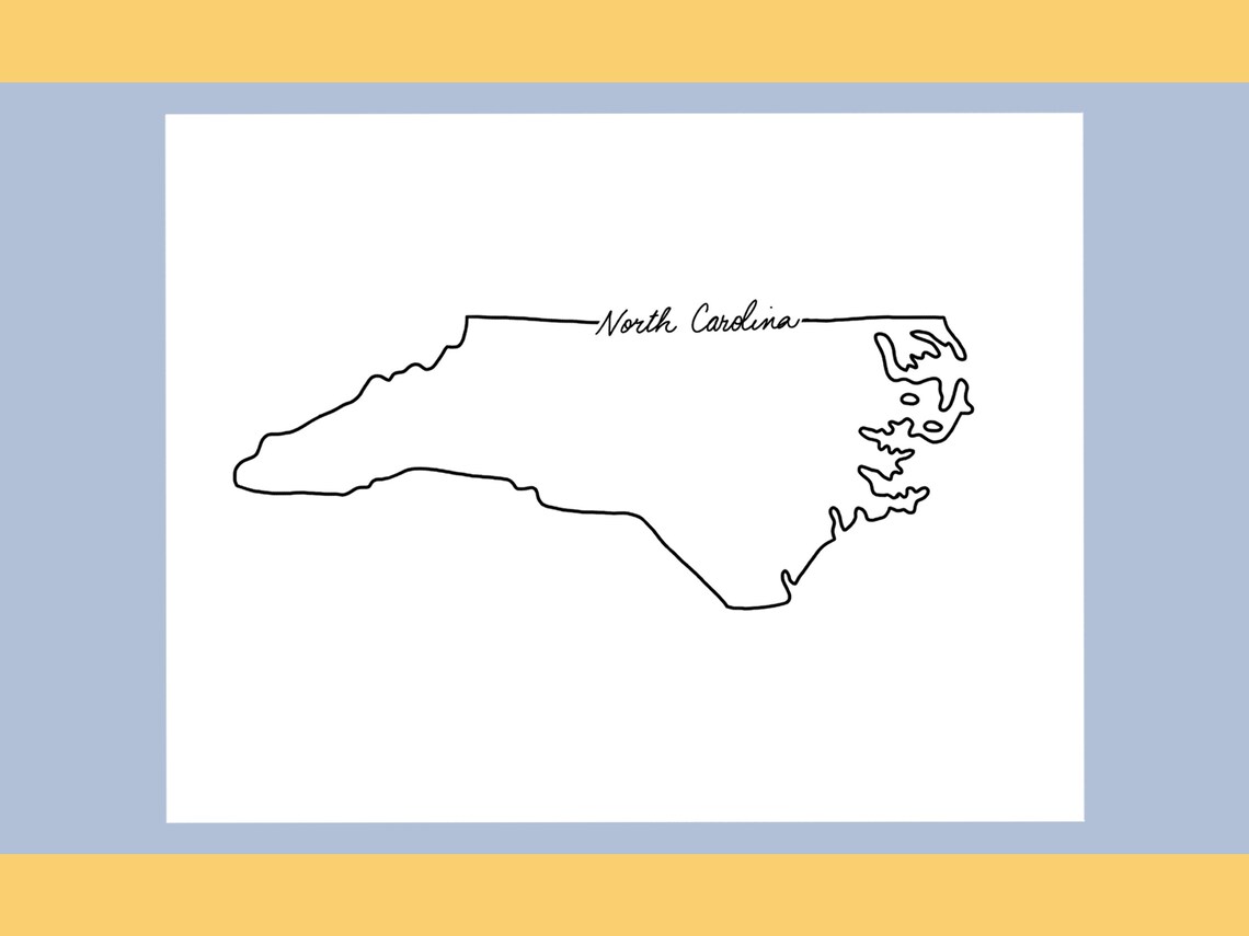 North Carolina Coloring Page Printable, State Map Worksheet, Travel ...