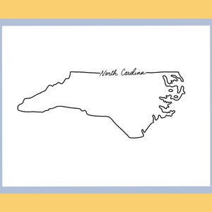 North Carolina Coloring Page Printable, State Map Worksheet, Travel ...