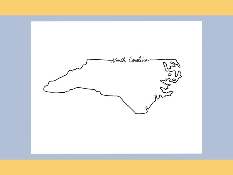 North Carolina Coloring Page Printable, State Map Worksheet, Travel ...
