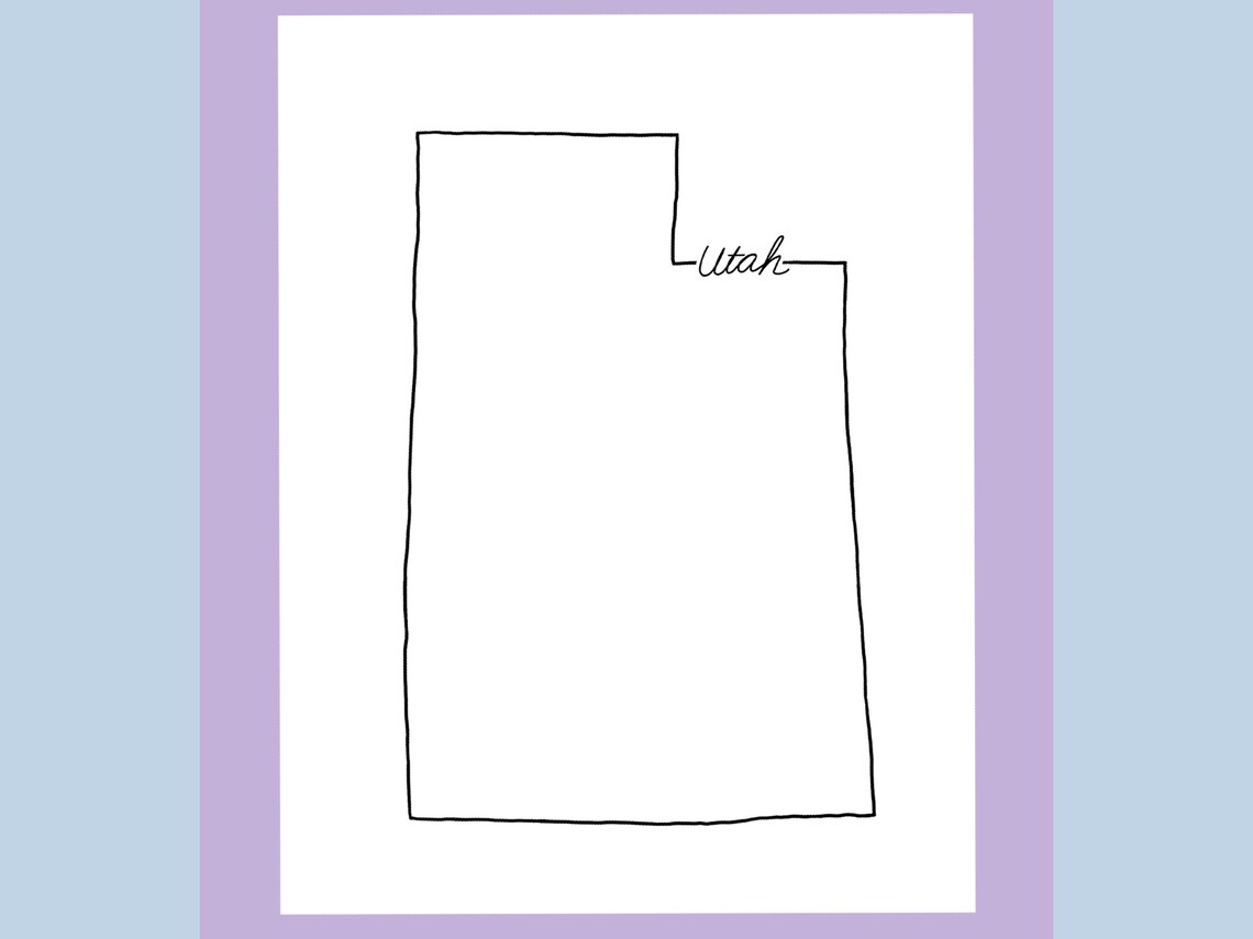 Utah Coloring Page Printable, State Map Packet, Travel Poster Print ...