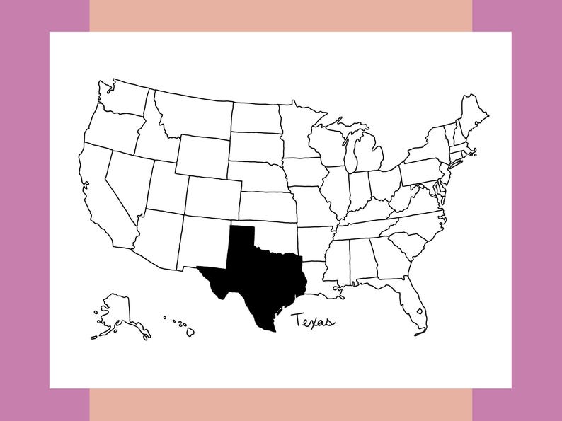 Texas Coloring Page: State Map Activity, Symbols, and USA Geography ...