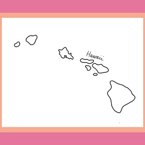 Hawaii Coloring Page Printable, State Map Packet, Travel Poster Print ...