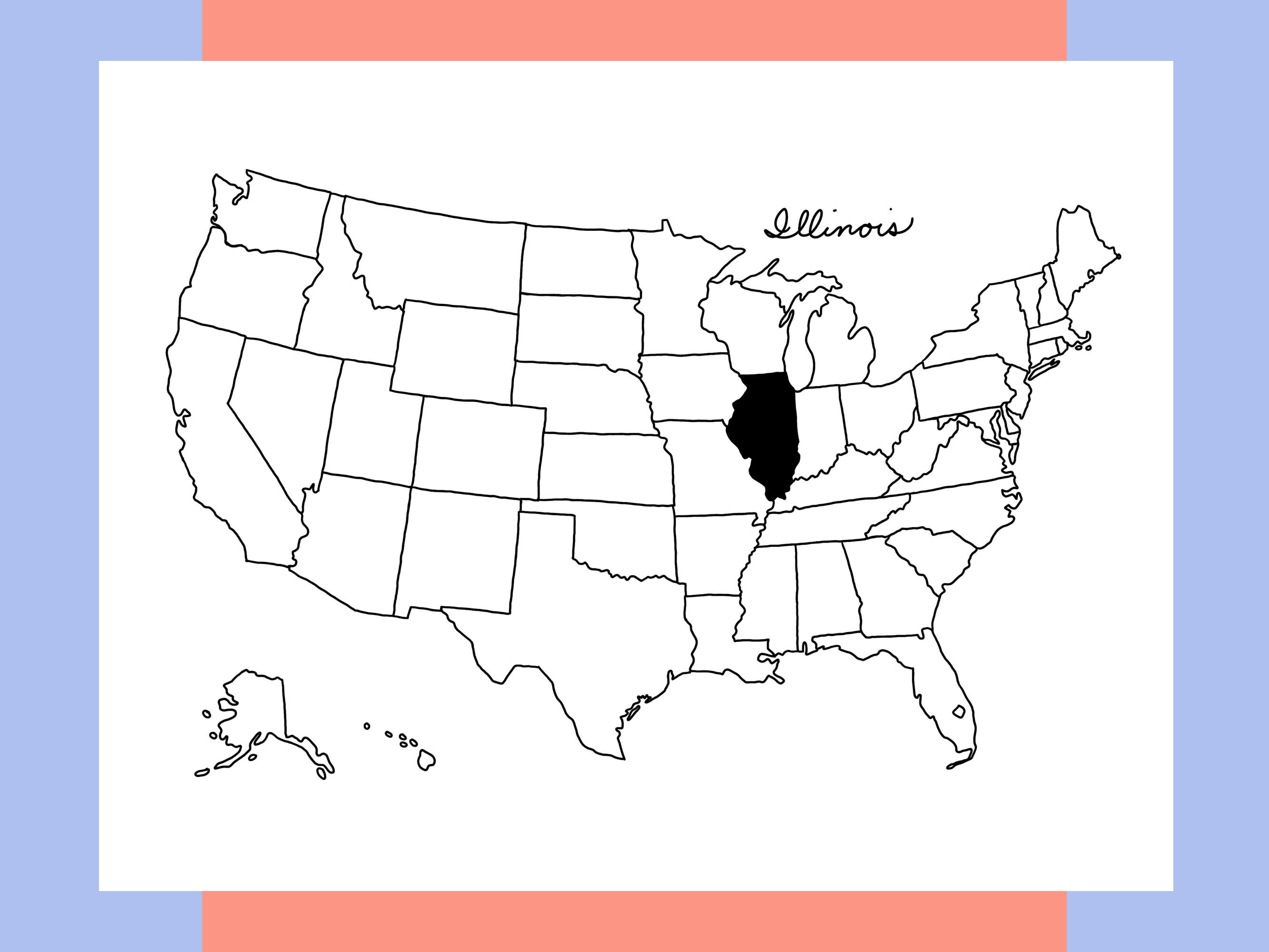 Illinois Coloring Page: State Map Activity, Symbols, and USA Geography ...