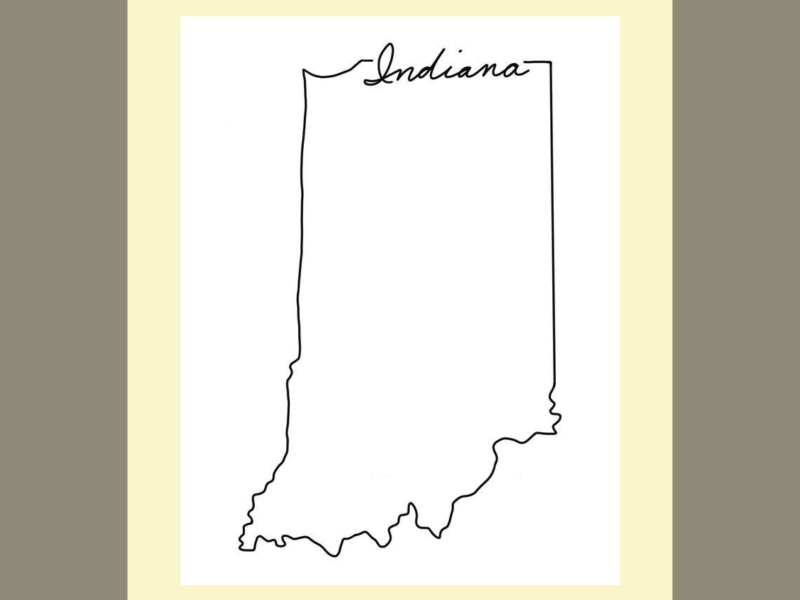 Indiana Coloring Page Printable, State Map Packet, Travel Poster Print ...