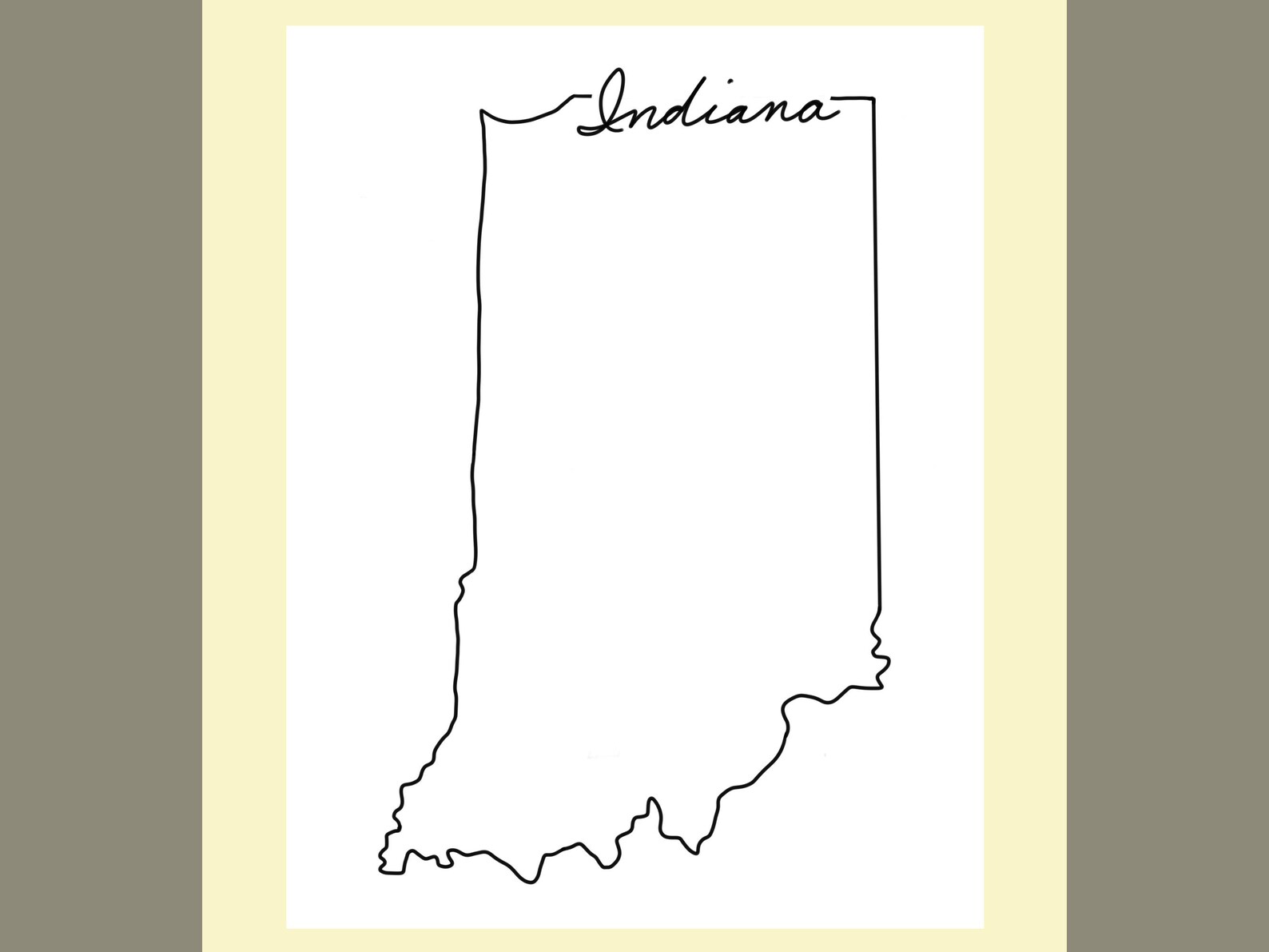 Indiana Coloring Page Printable, State Map Worksheet, Travel Poster ...
