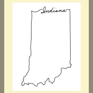 Indiana Coloring Page Printable, State Map Worksheet, Travel Poster ...