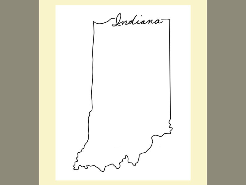 Indiana Coloring Page Printable, State Map Worksheet, Travel Poster ...