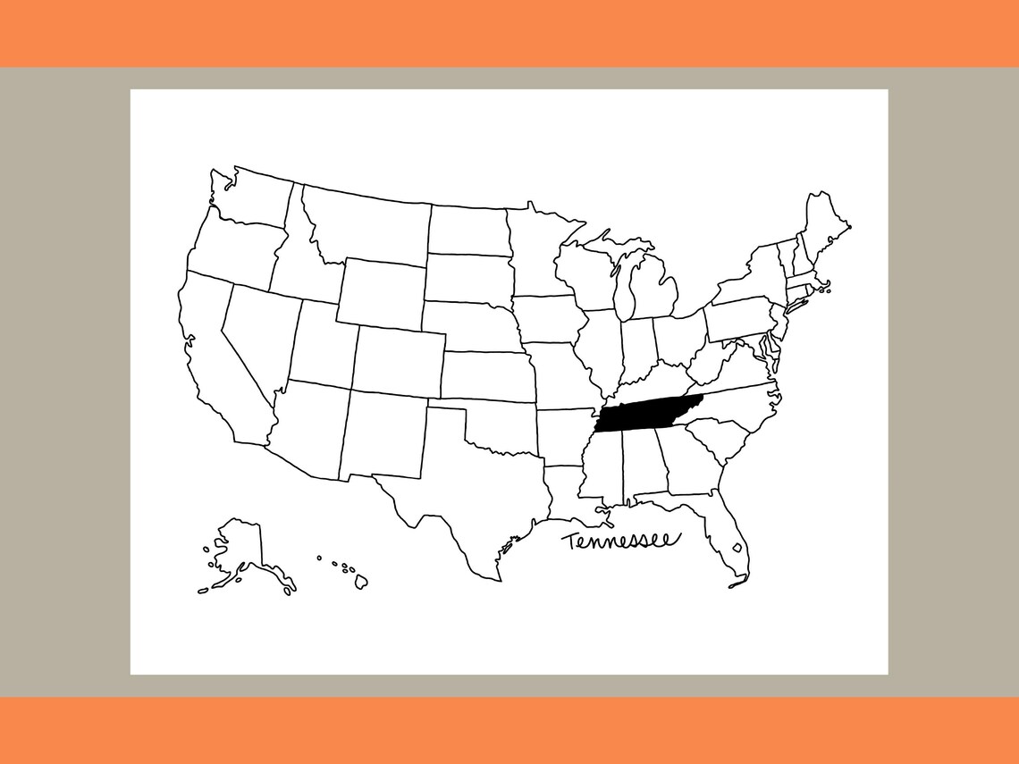 Tennessee Coloring Page Printable, State Map Packet, Travel Poster ...