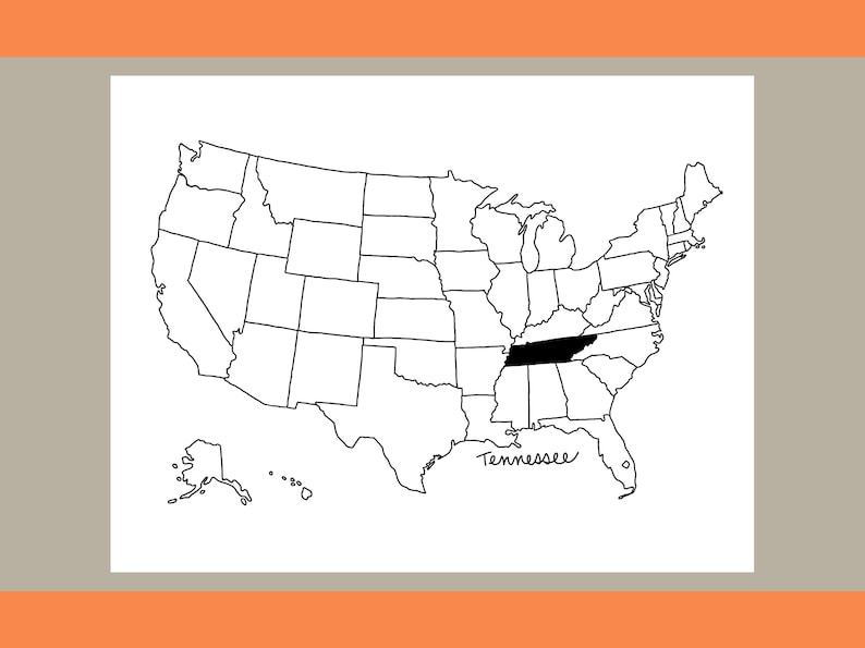 Tennessee Coloring Page Printable, State Map Packet, Travel Poster ...