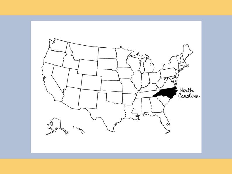 North Carolina Coloring Page Printable, State Map Activity for Kids ...
