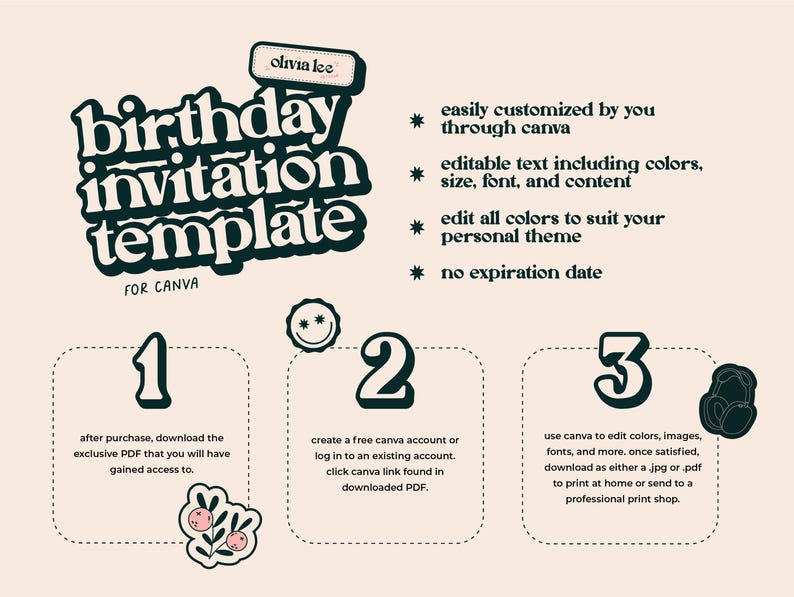 Canva Birthday Party Invitation Template Hand Drawn Fun Illustrations ...