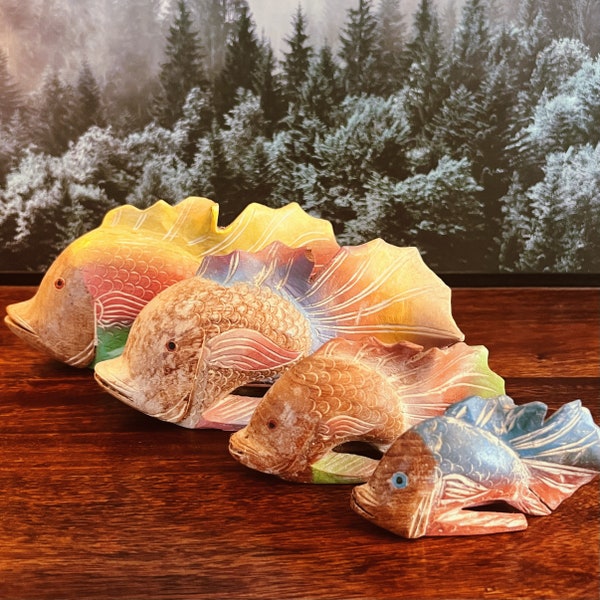 Painted Wood Fish - Etsy UK