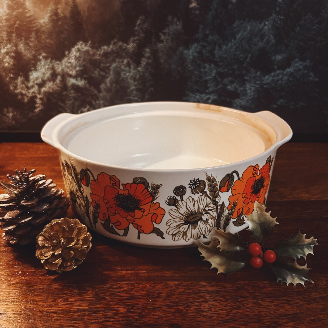 Vintage J & G Meakin Studio Poppy Design Casserole Dish No Lid, Vintage ...