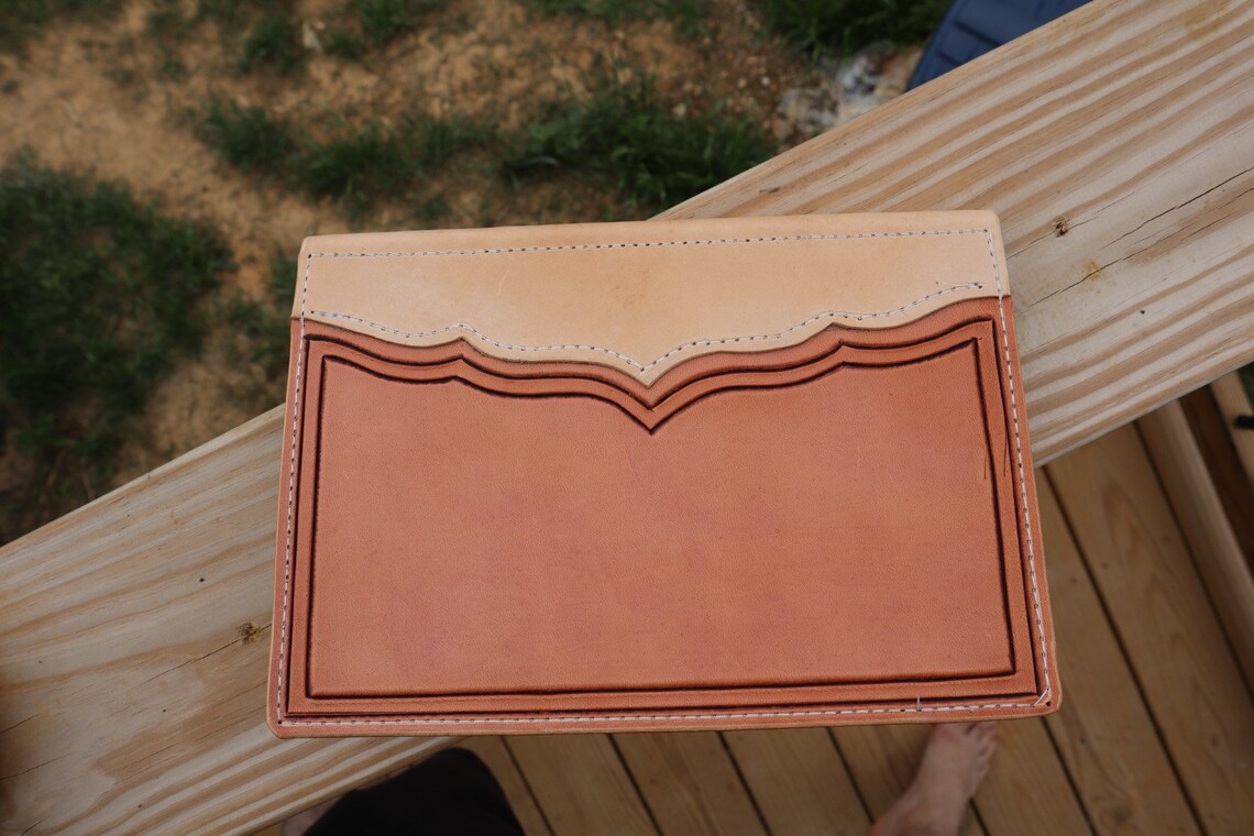 Hand Tooled Leather Notebook Cover Memo Pad Padfolio - Etsy
