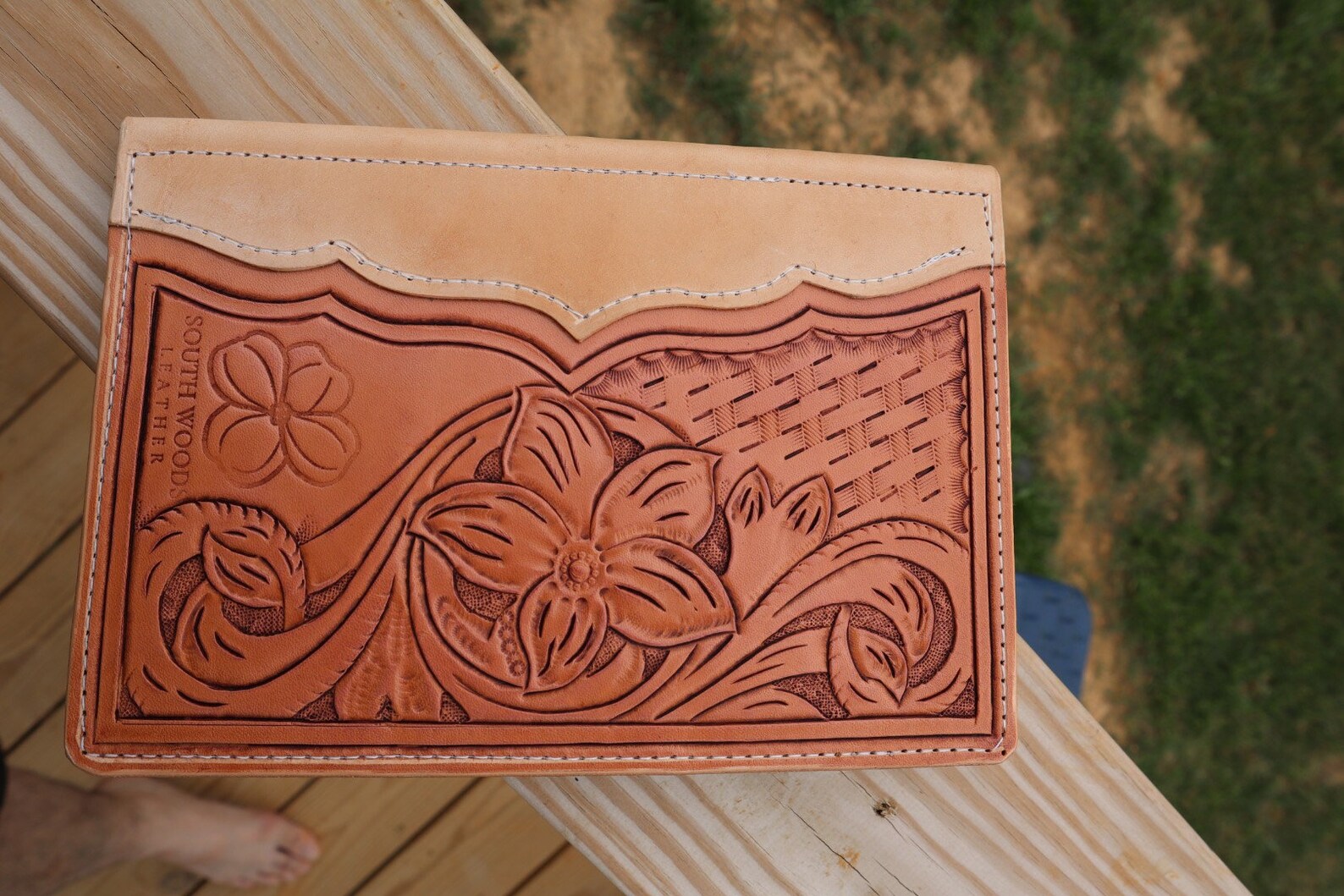 Hand Tooled Leather Notebook Cover Memo Pad Padfolio | Etsy