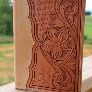 Hand Tooled Leather Notebook Cover Memo Pad Padfolio | Etsy