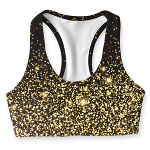 Printed Glitter Sports Bra for Women, Zumba Bra, Racerback Top, Yoga ...