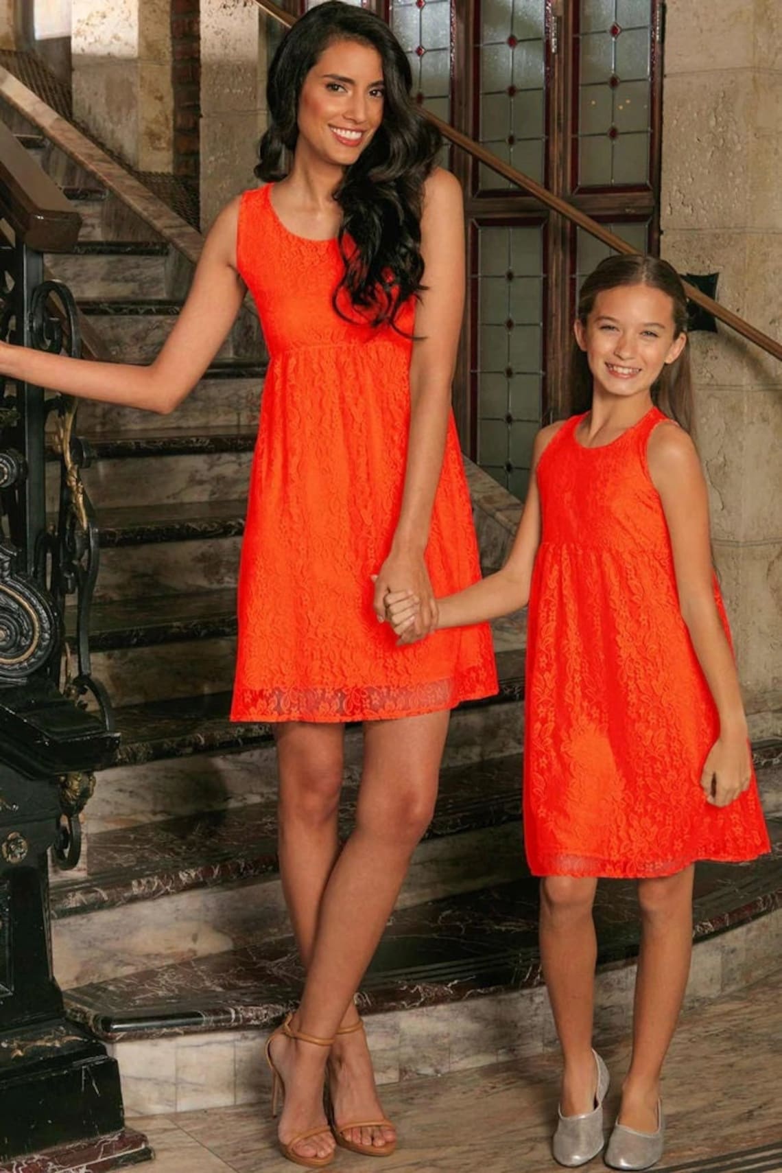 Easter Matching Mommy and Me Dress, Orange Photoshoot Outfit, Spring ...