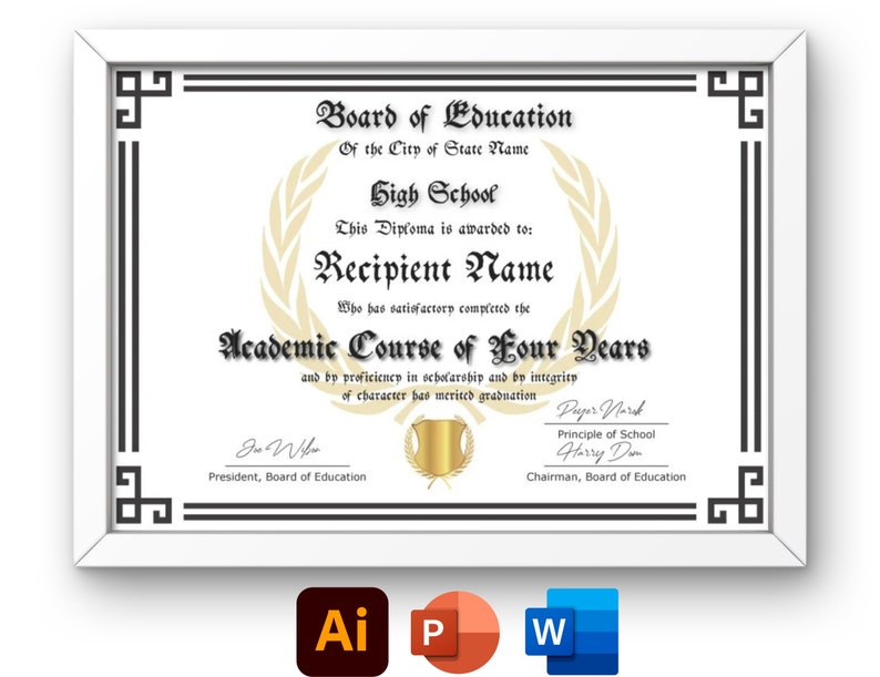 Editable Fake Diploma Diploma Template High School Diploma - Etsy